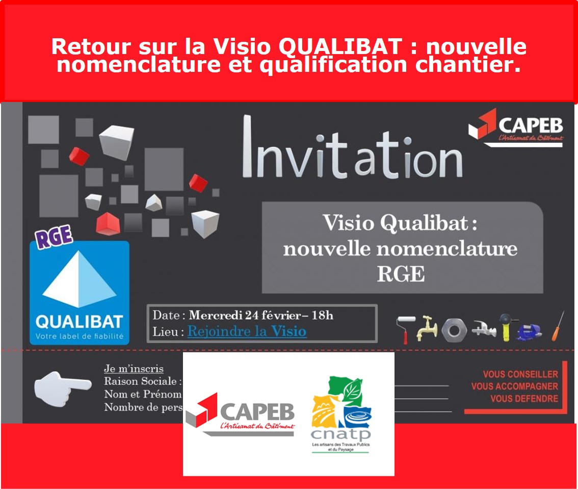 Visio Qualibat : nouvelle nomenclature RGE ・ CAPEB